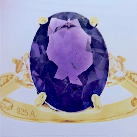 JTV | Jewelry | Amethyst 8k Yellow Gold Over Sterling Silver | Poshmark